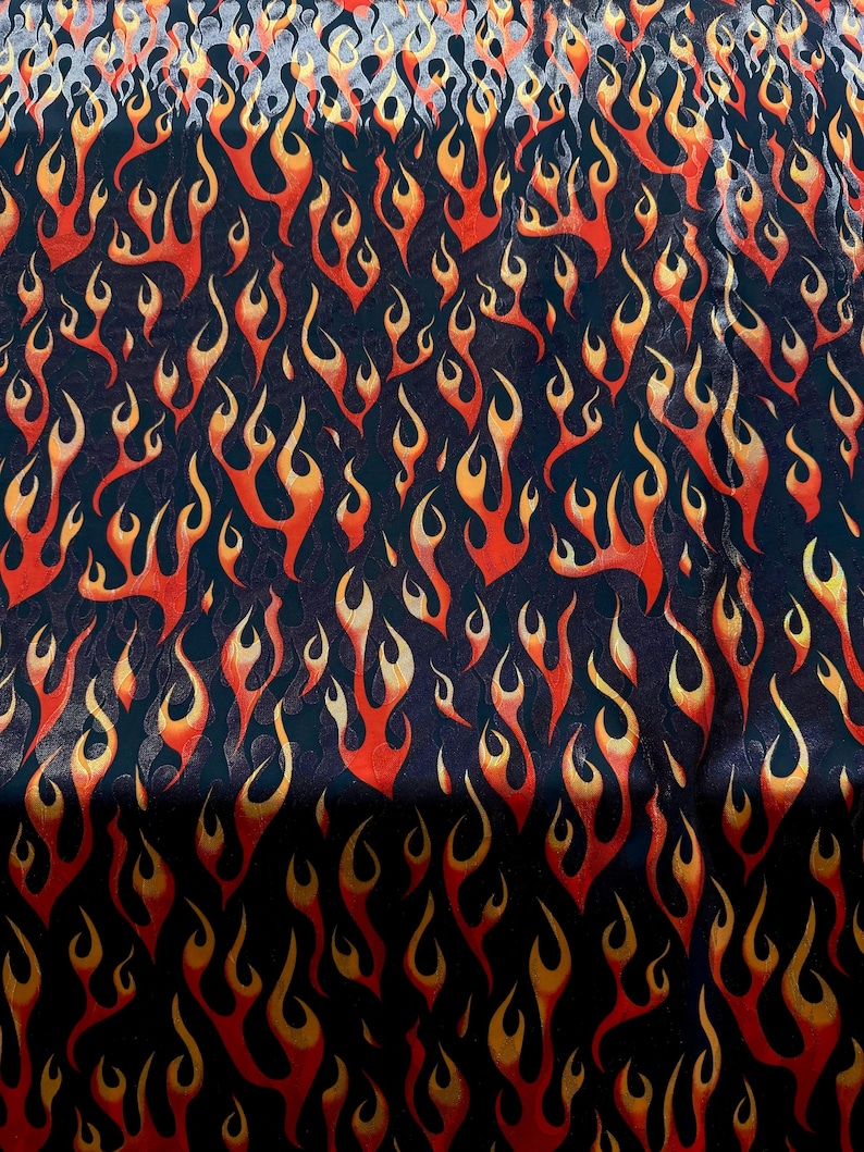 NEW Holographic Flaming Hot Inferno Fire Nylon Spandex Foil Fabric ...