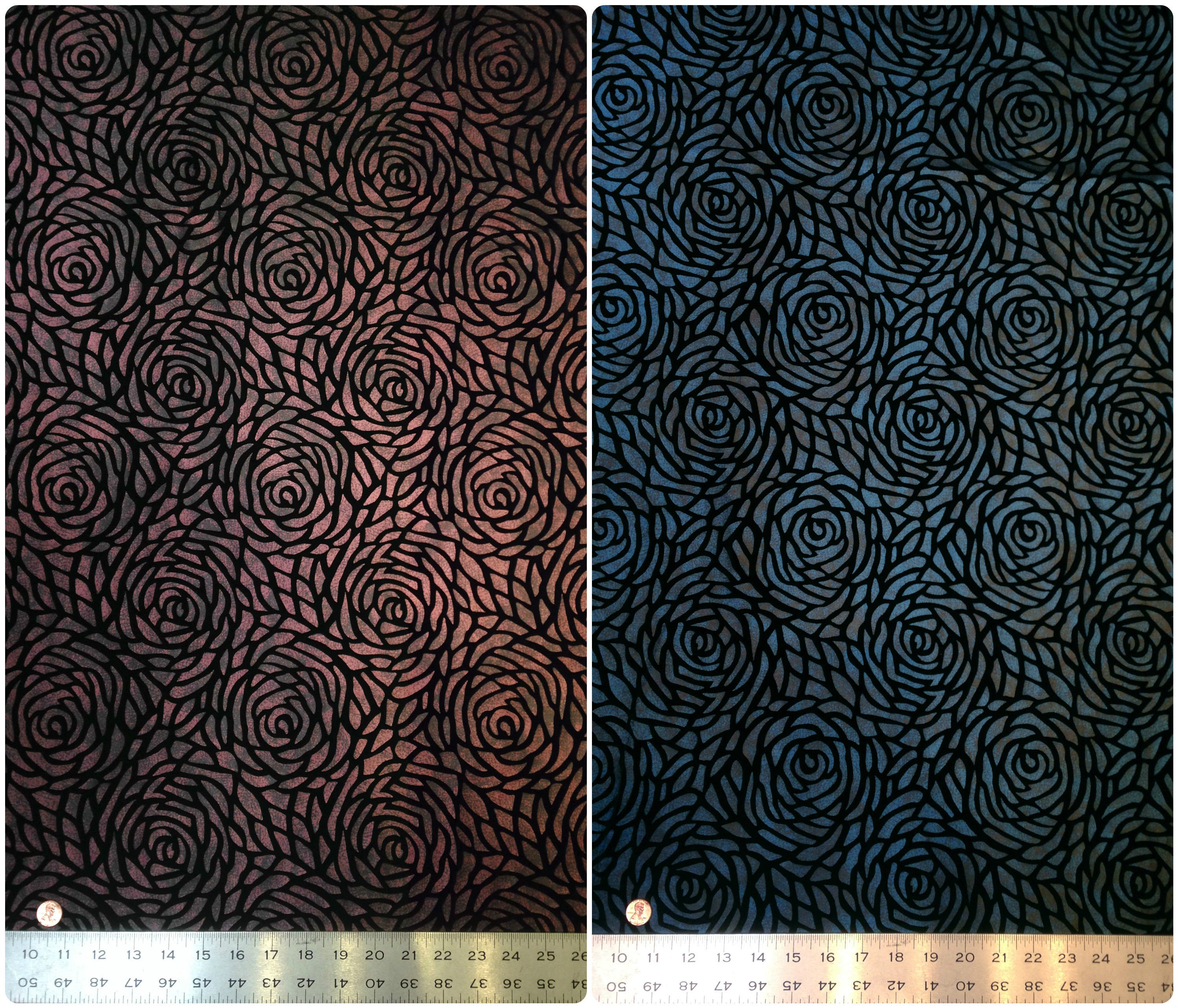 Big Rose Pattern 2 Tone Matte Foil on Stretch Velvet Polyester - Etsy