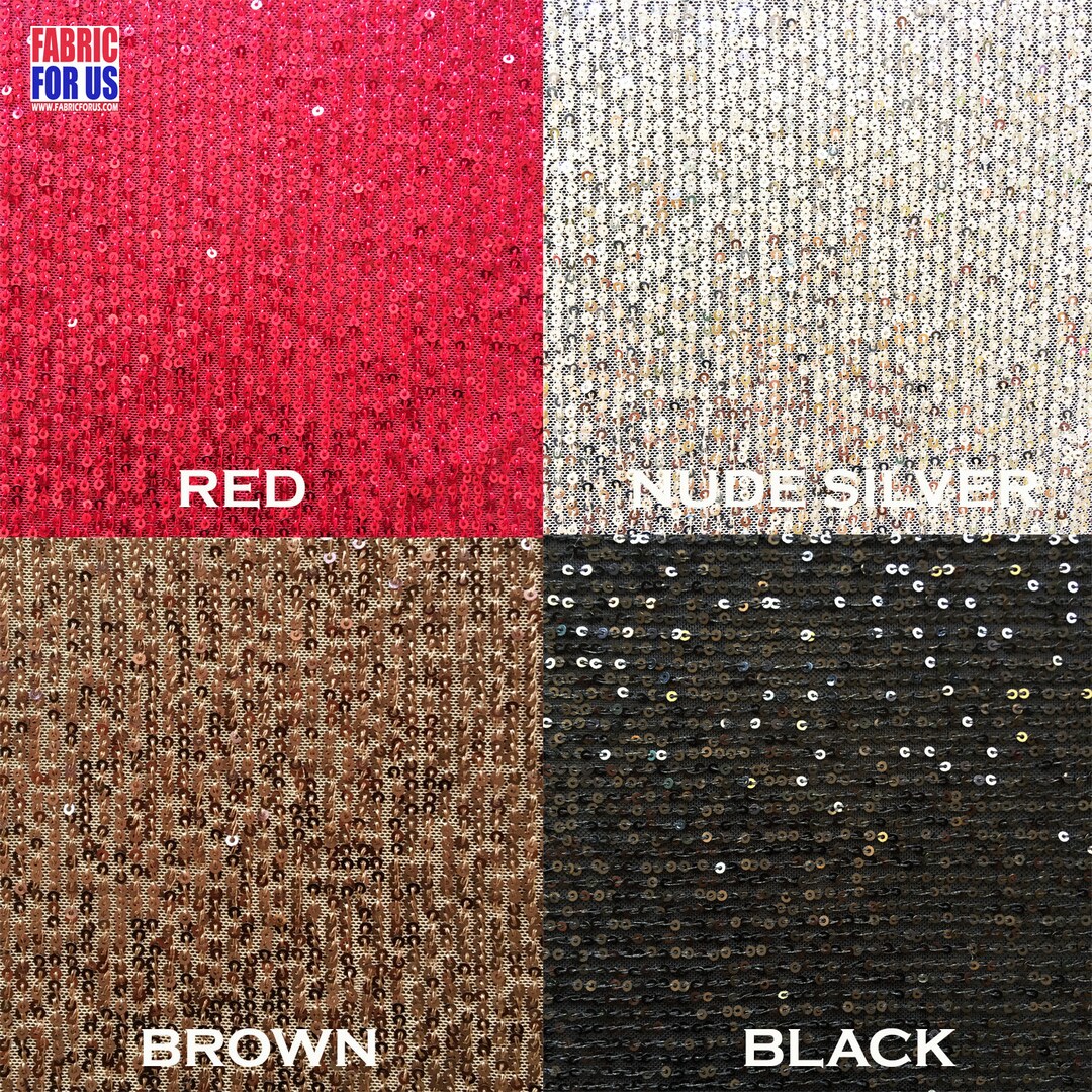 Glitzy Mini Disc Sequins Stretch Fabric 50" Wide (black, Red, Brown ...