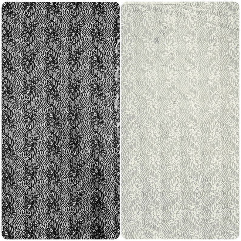 Polyester Spandex Lace Mechanical Stretch Floral Design Fabric | Etsy