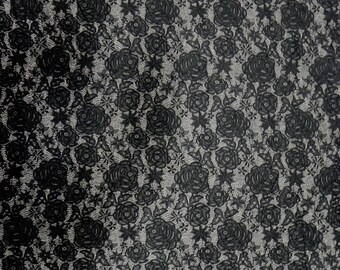 Black Floral See Through Pattern on 100%polyester Non-stretch | Etsy