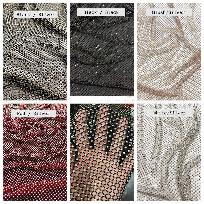 Rhinestone Fishnet Fabric - Etsy