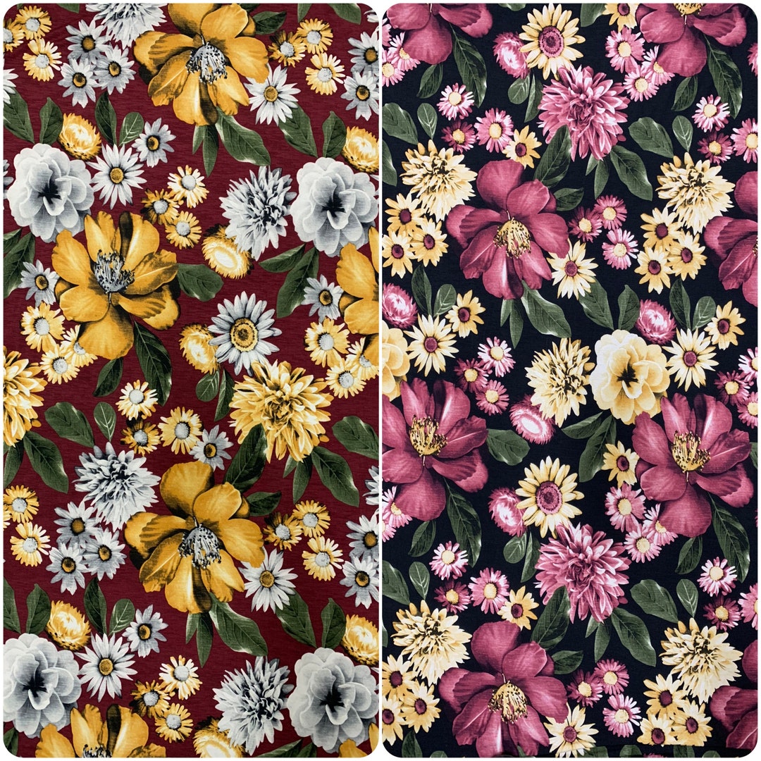 Mulit Floral Pattern on Stretch Bulgari Jersey Polyester Spandex Fabric ...