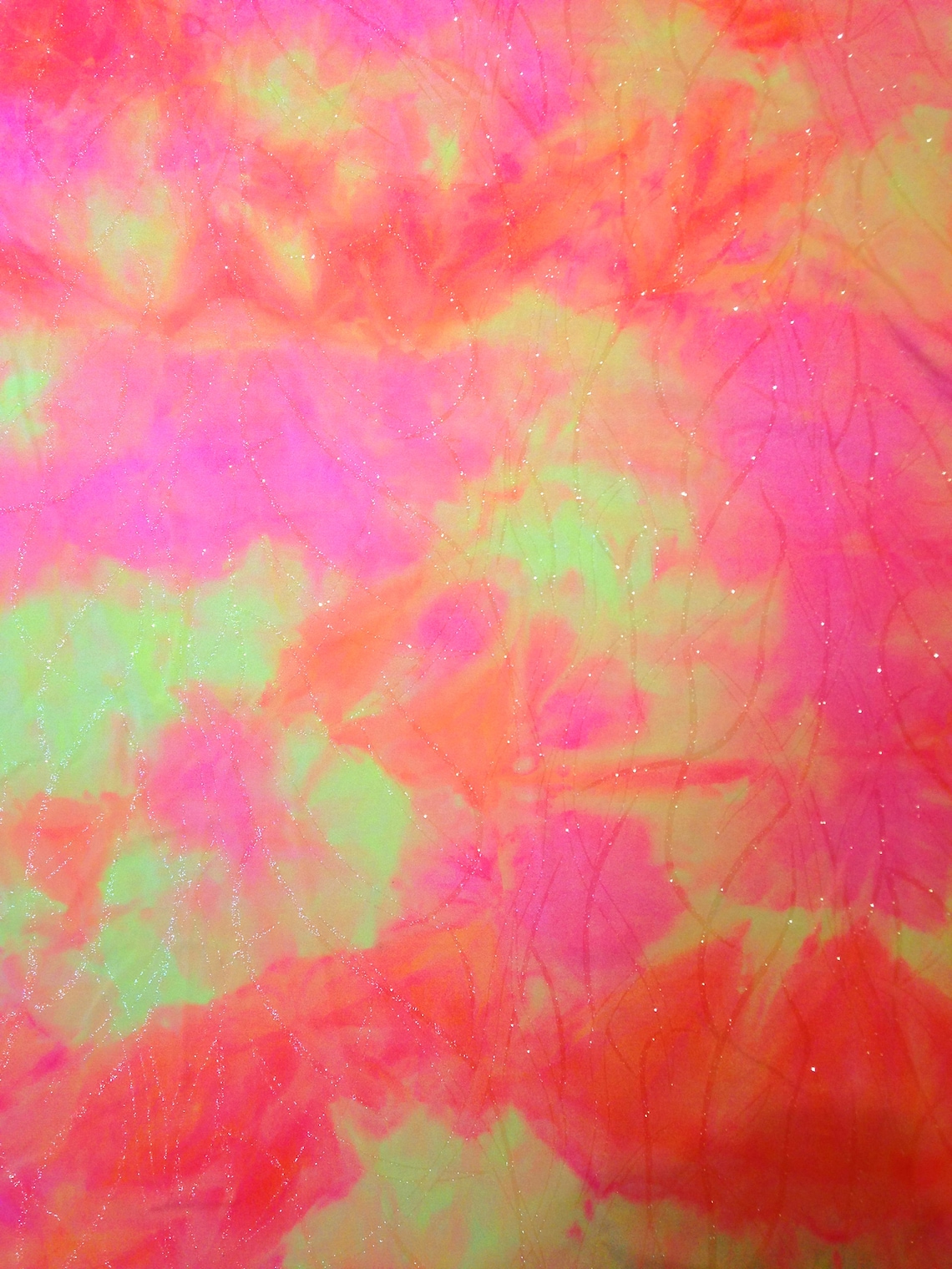 Tie Dye Neon Fabric With Transparent Glitters Pattern on - Etsy