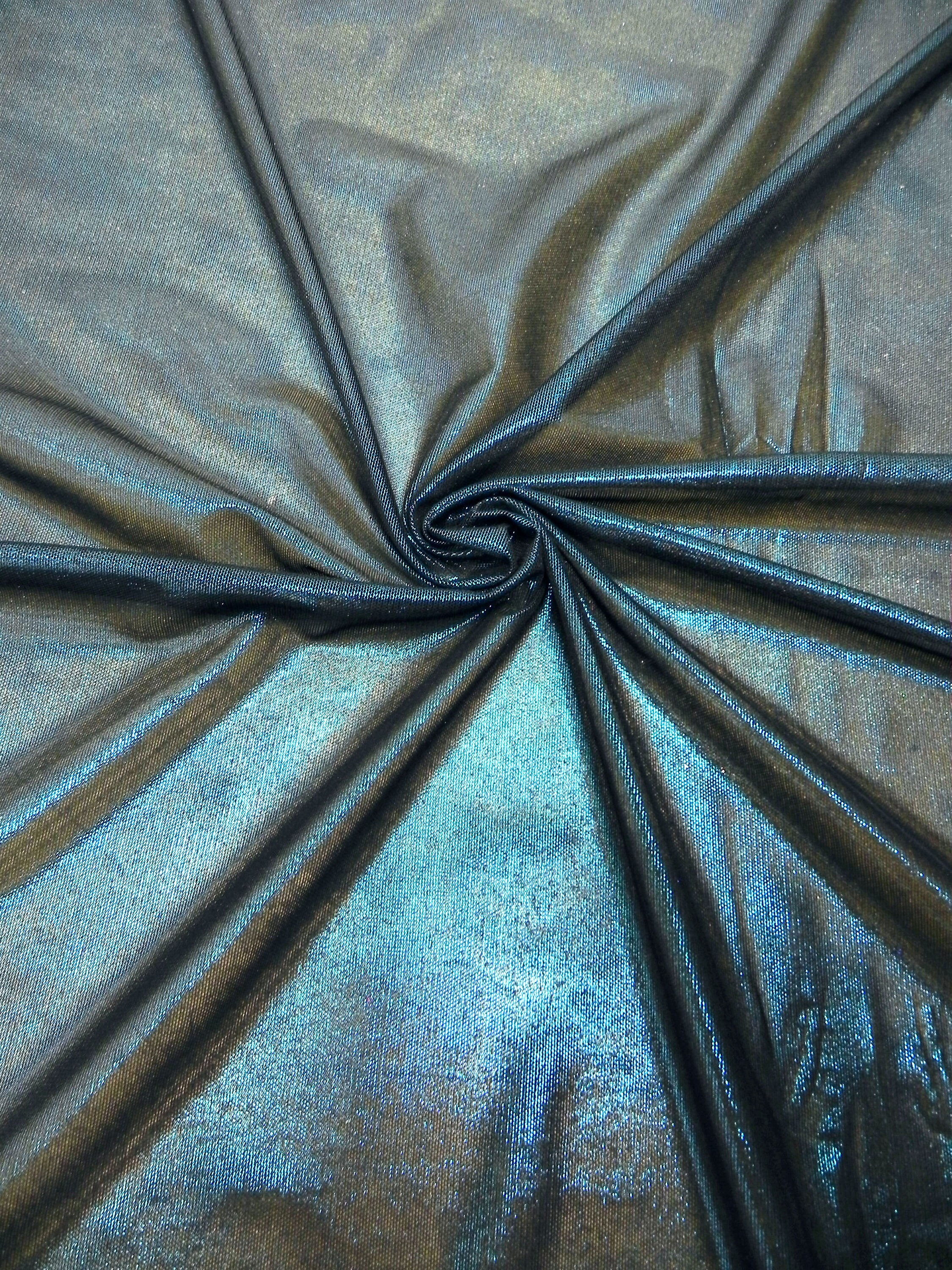 Polyester Sheer Mesh With Dark Turquoise Foil 2 Ways Stretch Fabric-by ...