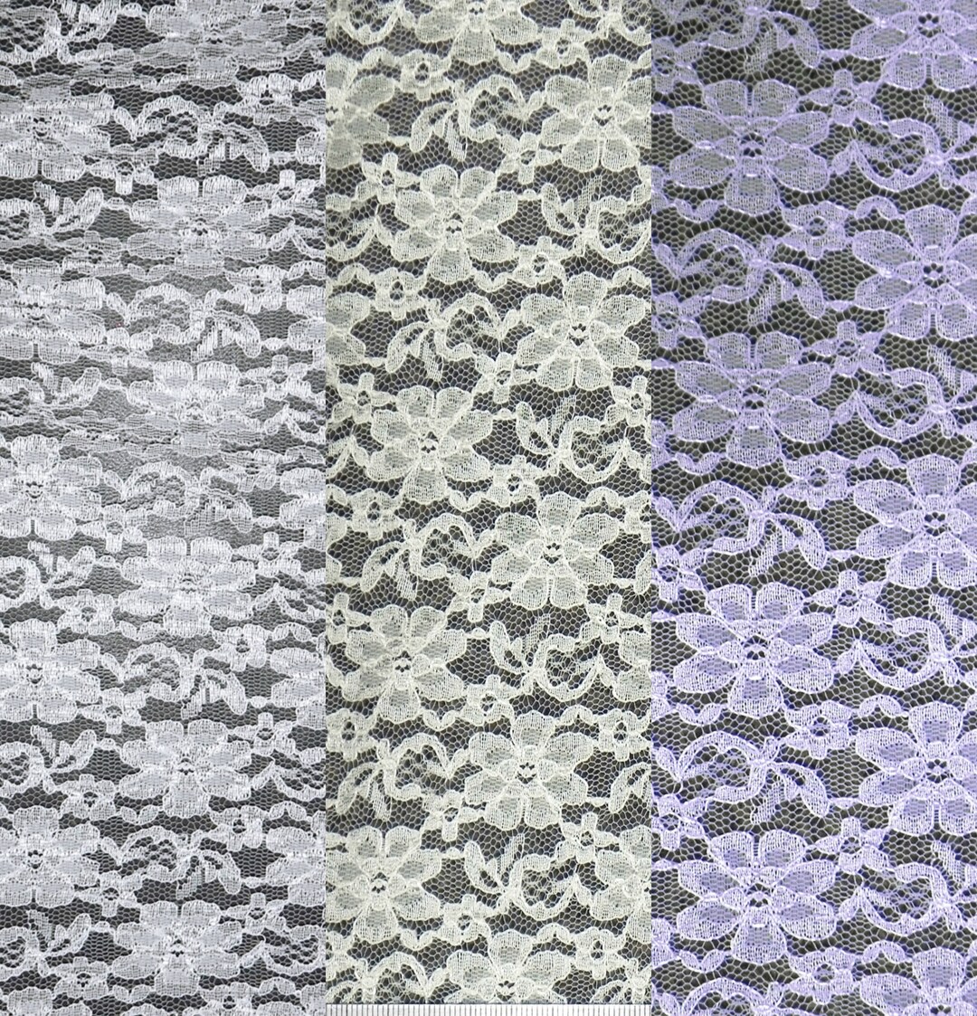Polyester Floral Lace Fabric by the Yard - Etsy