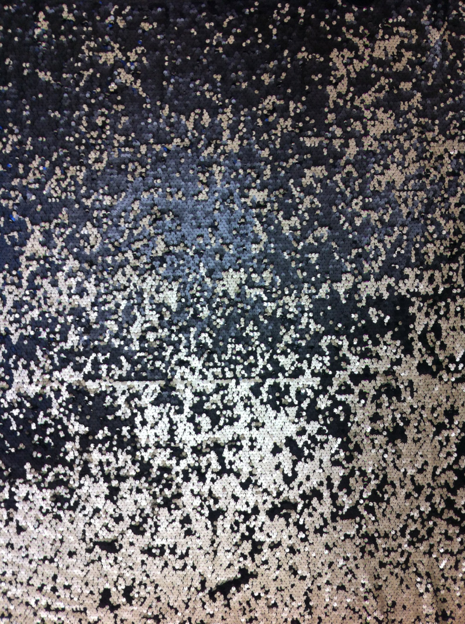6mm Matte Black & Ivory Reversible Sequins on Sheer Black Non-stretch ...