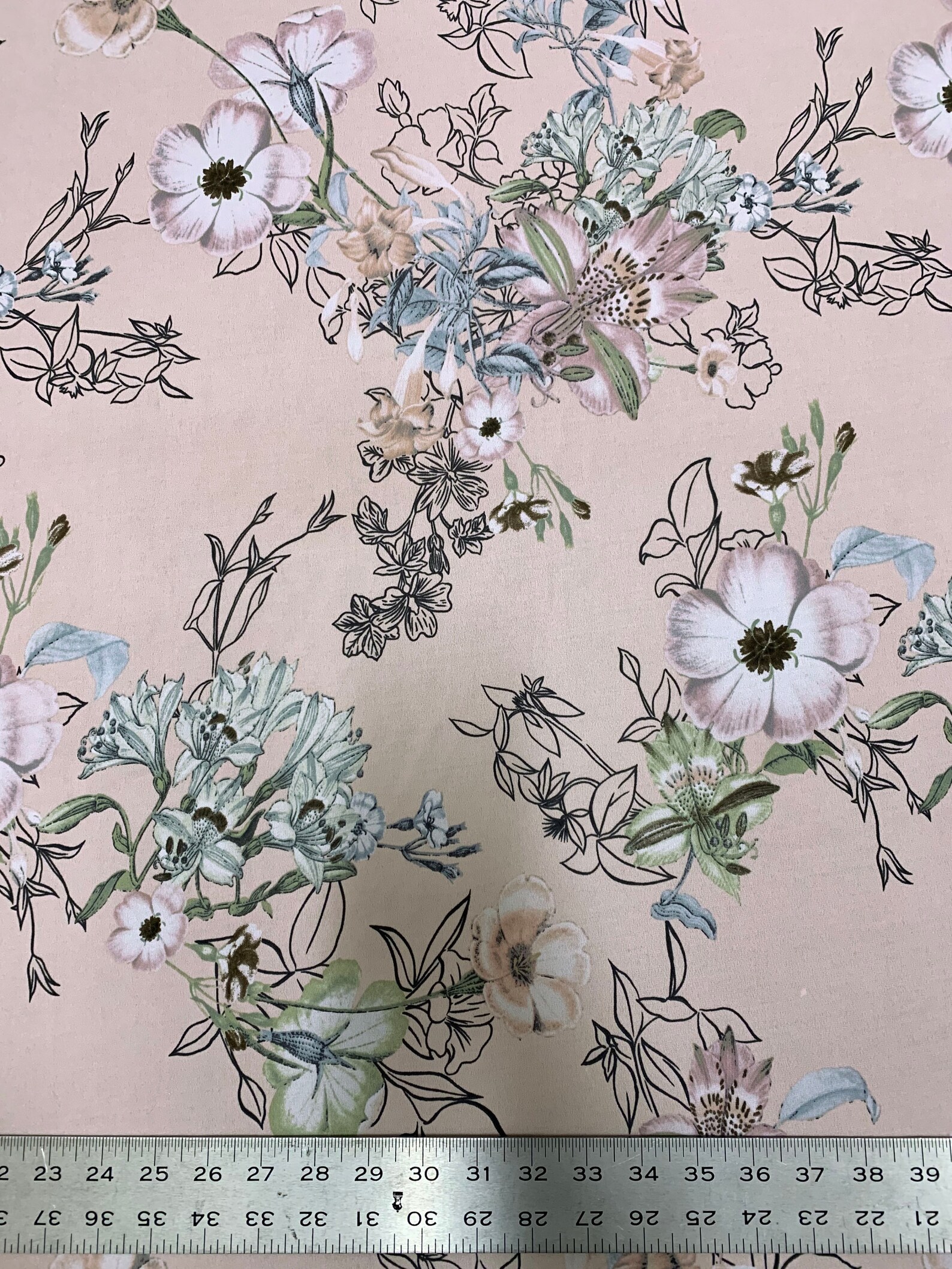 Vintage Floral Design Polyester Bulgari Spandex Fabric - Etsy