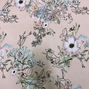 Vintage Floral Design Polyester Bulgari Spandex Fabric - Etsy