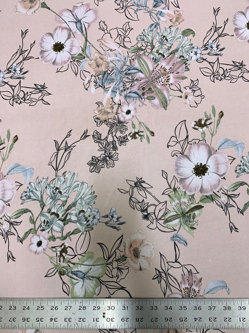 Vintage Floral Design Polyester Bulgari Spandex Fabric - Etsy
