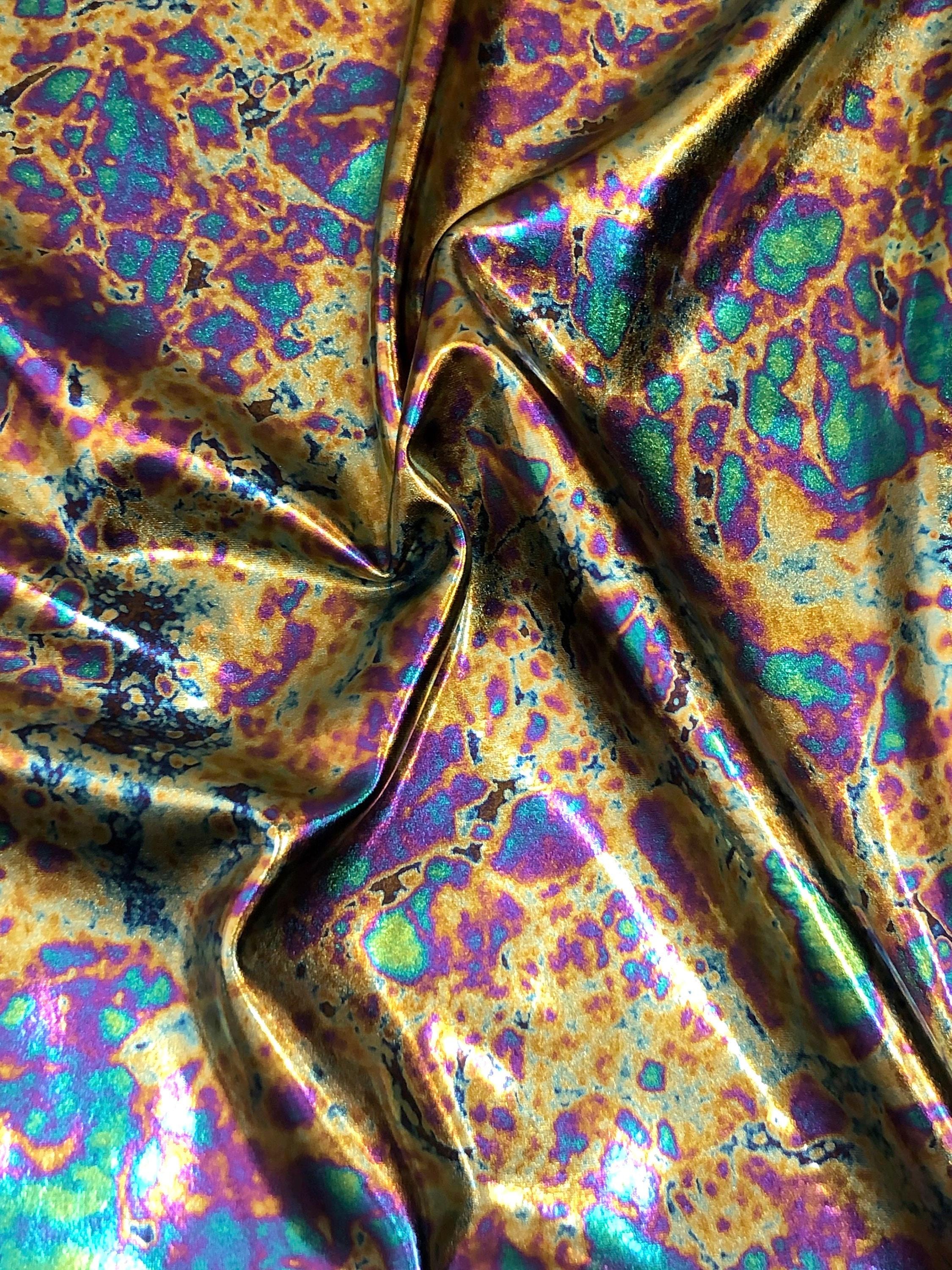 NEW Oil Slick Heavy Nylon Spandex 4 Ways Stretch Foil Design | Fabric ...