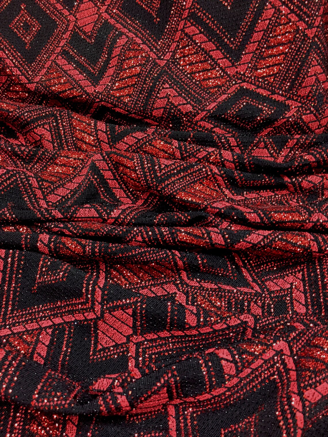 Polyester Spandex Geometric Design W Glitter and Lurex on Acetate ...