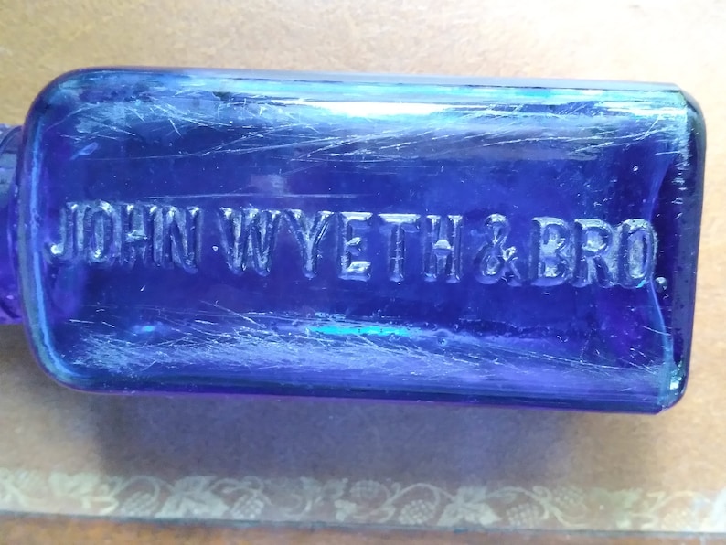 Stunning Cobalt Blue John Wyeth Drug Prescription Bottles THREE 1899 ...