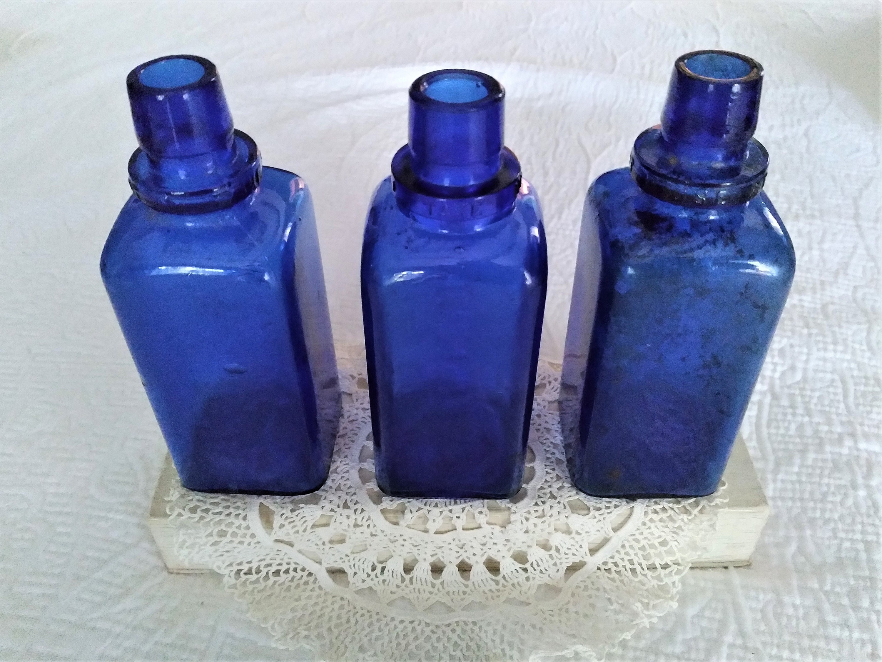 Stunning Cobalt Blue John Wyeth Drug Prescription Bottles THREE 1899 ...