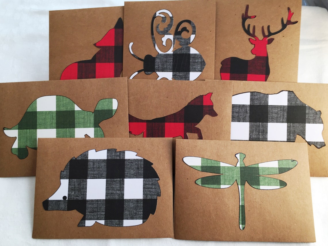 Buffalo Plaid Outlander Animals Note Cards - Etsy