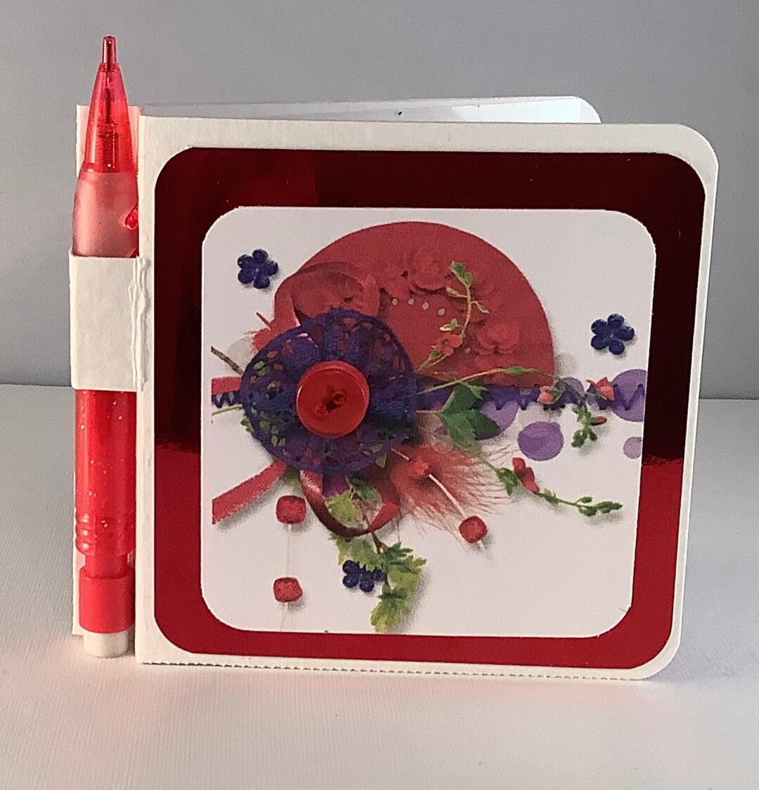 Red Hat Sticky Note Holder With Pencil - Etsy