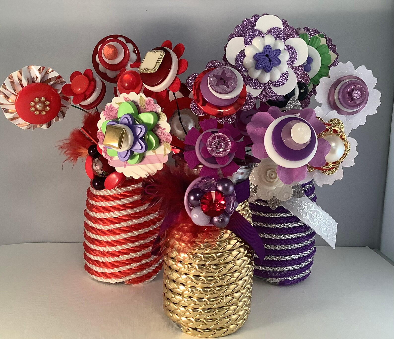 Red Hat Lady Button Bouquet - Etsy