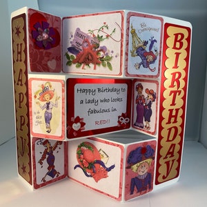 Red Hat Lady Birthday Shutter Card - Etsy