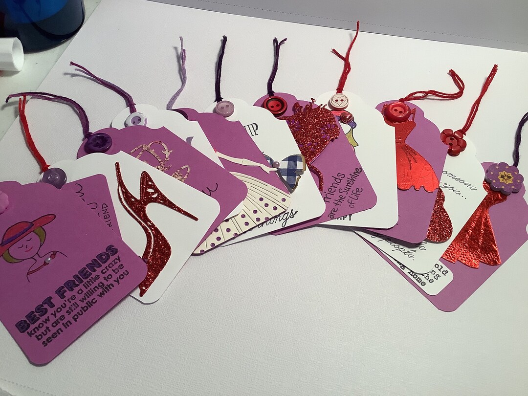 Embellished Red Hat Gift Tags - Etsy