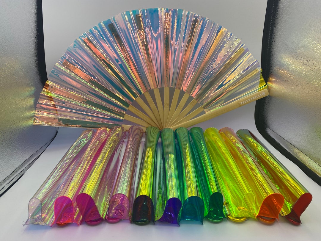 Clear Holographic Festival Clack Fan Holder With Carabiner - Etsy