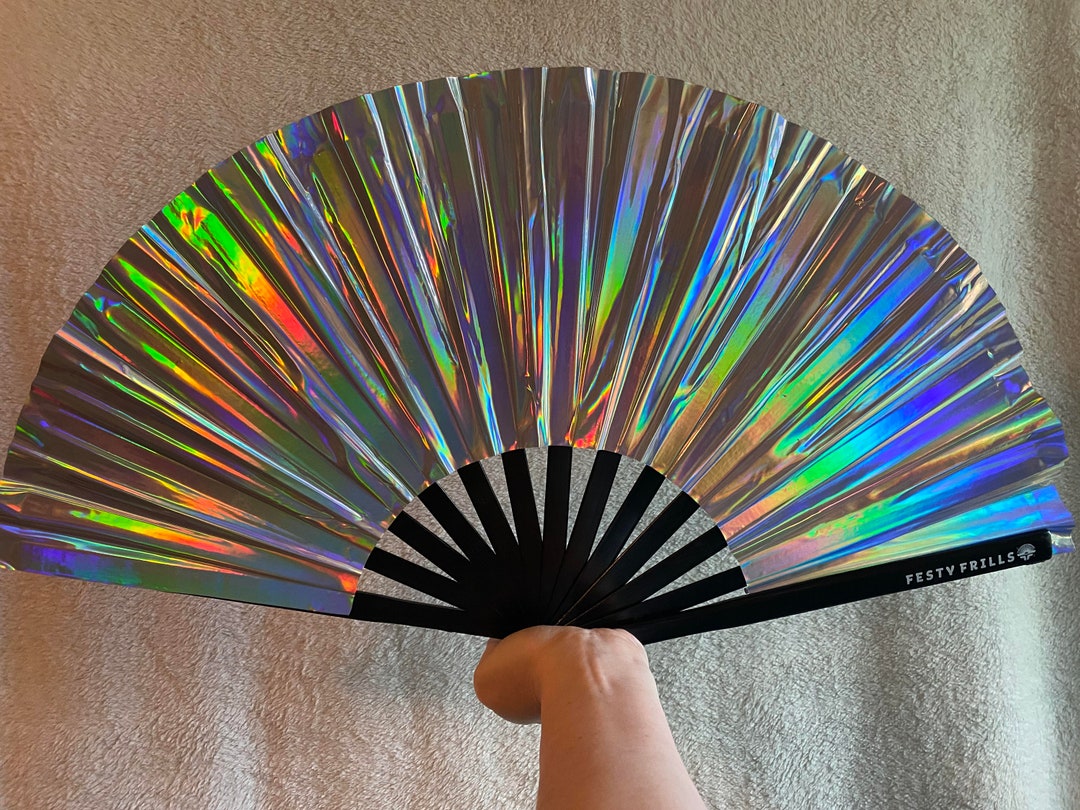 Holographic Rave Festival Bamboo Clack Hand Fan - Etsy