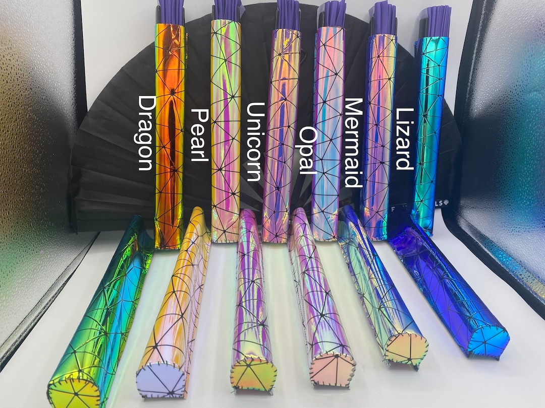 Holographic Geometric Festival Clack Fan Holder With Carabiner Clip - Etsy