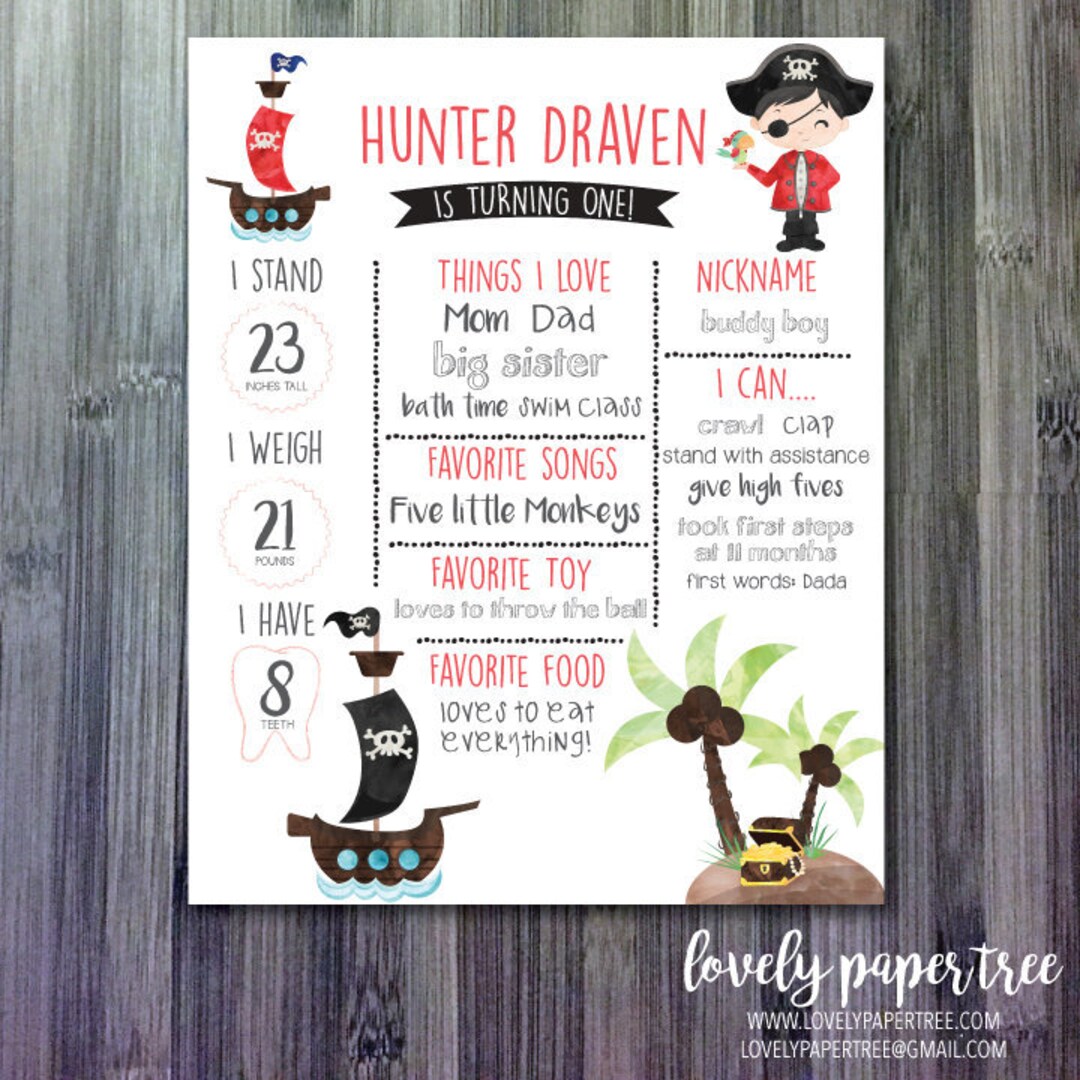 Pirate Birthday Board About Me BOARD10 - Etsy
