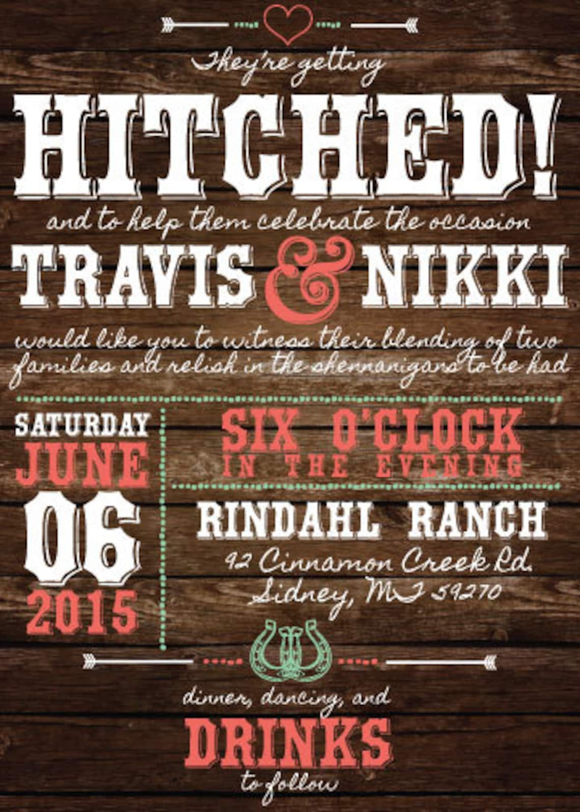 Hitched Wedding Invitation RSVP Information Suite - Etsy