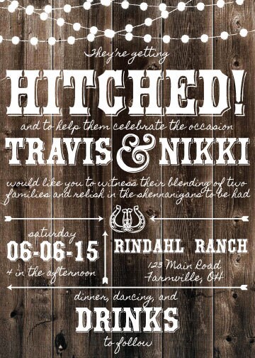 Rustic Hitched Wedding Invitation RSVP Information Suite Digital WD25 ...