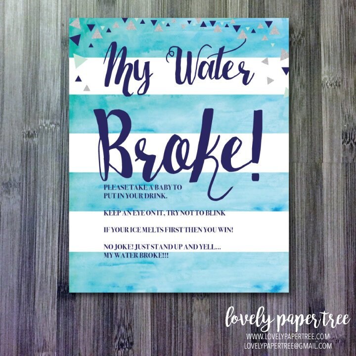 Sprinkle Water Broke Sign Baby Shower Game Instant Download WATER3 - Etsy