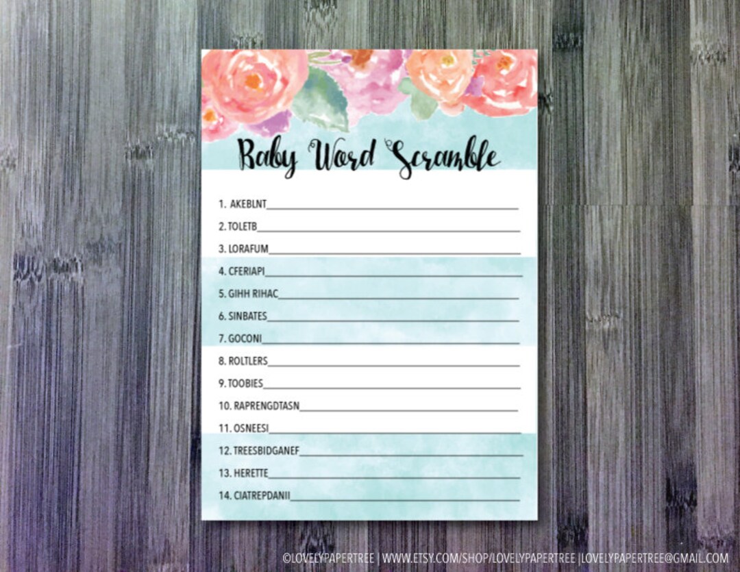 Flower Baby Scramble Game | Word Scramble Shower Game | Instant ...