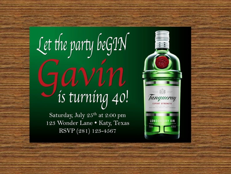PRINTABLE Custom Invitation - Tanqueray Themed Party Invitation - Etsy