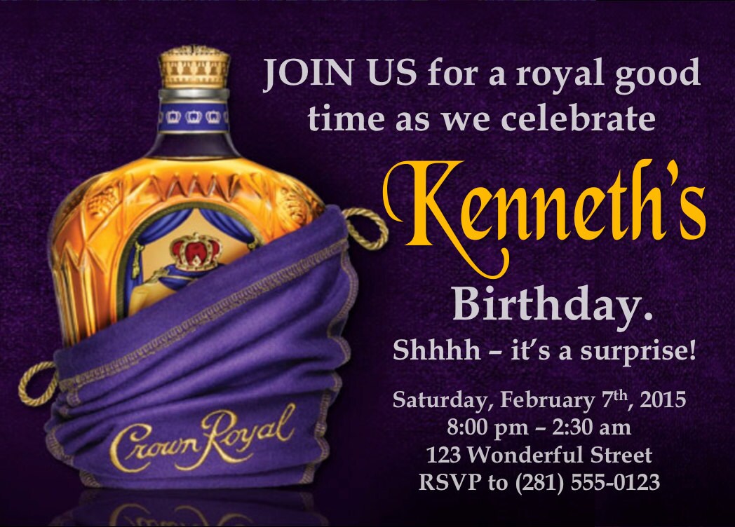 PRINTABLE Custom Invitation - Crown Royal Themed Party Invitation - Etsy