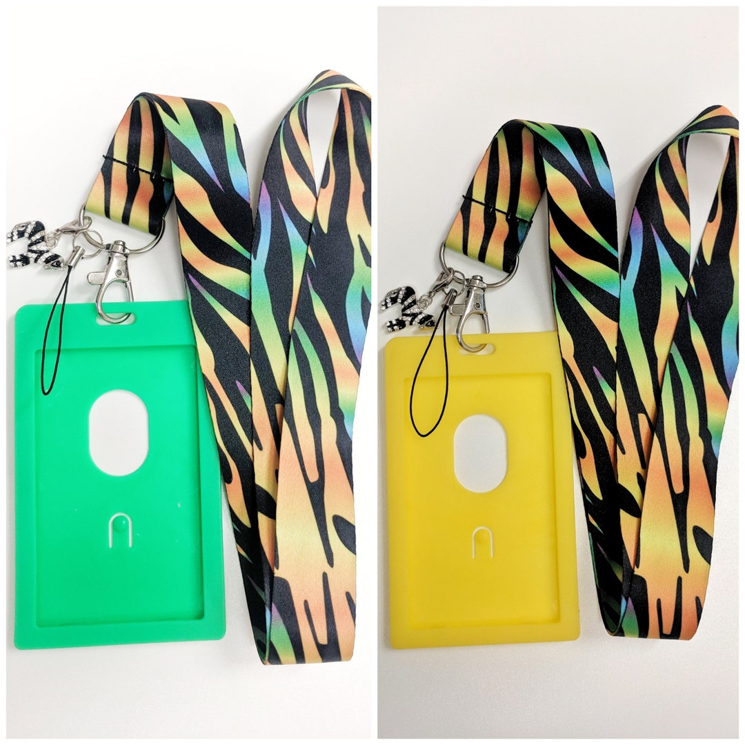 Rainbow Zebra Stripes Lanyard With ID Badge Key Holder and Decorative ...