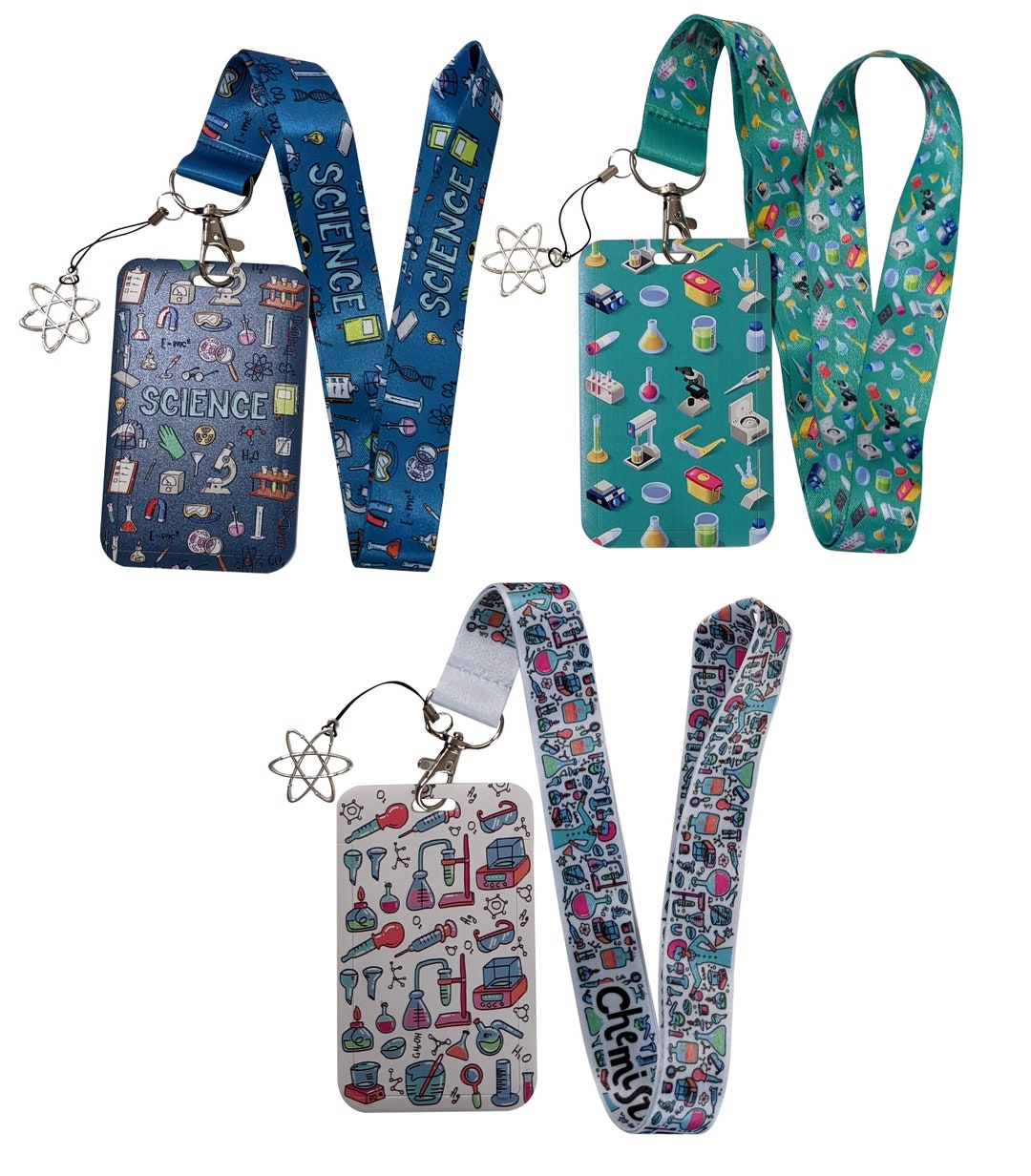 Science Lanyards for ID Badges - Card Holder With Lanyard Charm - ID ...