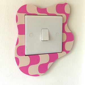 Cream & Pink Retro Wavy Light Switch Cover - Etsy