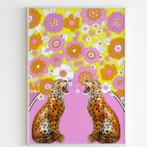 Retro 60s Leopard Pattern Wall Art/wall Decor/print | Etsy UK