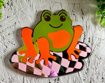 Frog Mirror/mirror/ Wood Mirror/ Frog/ Reptile/ Handmade/ Green/ Home ...