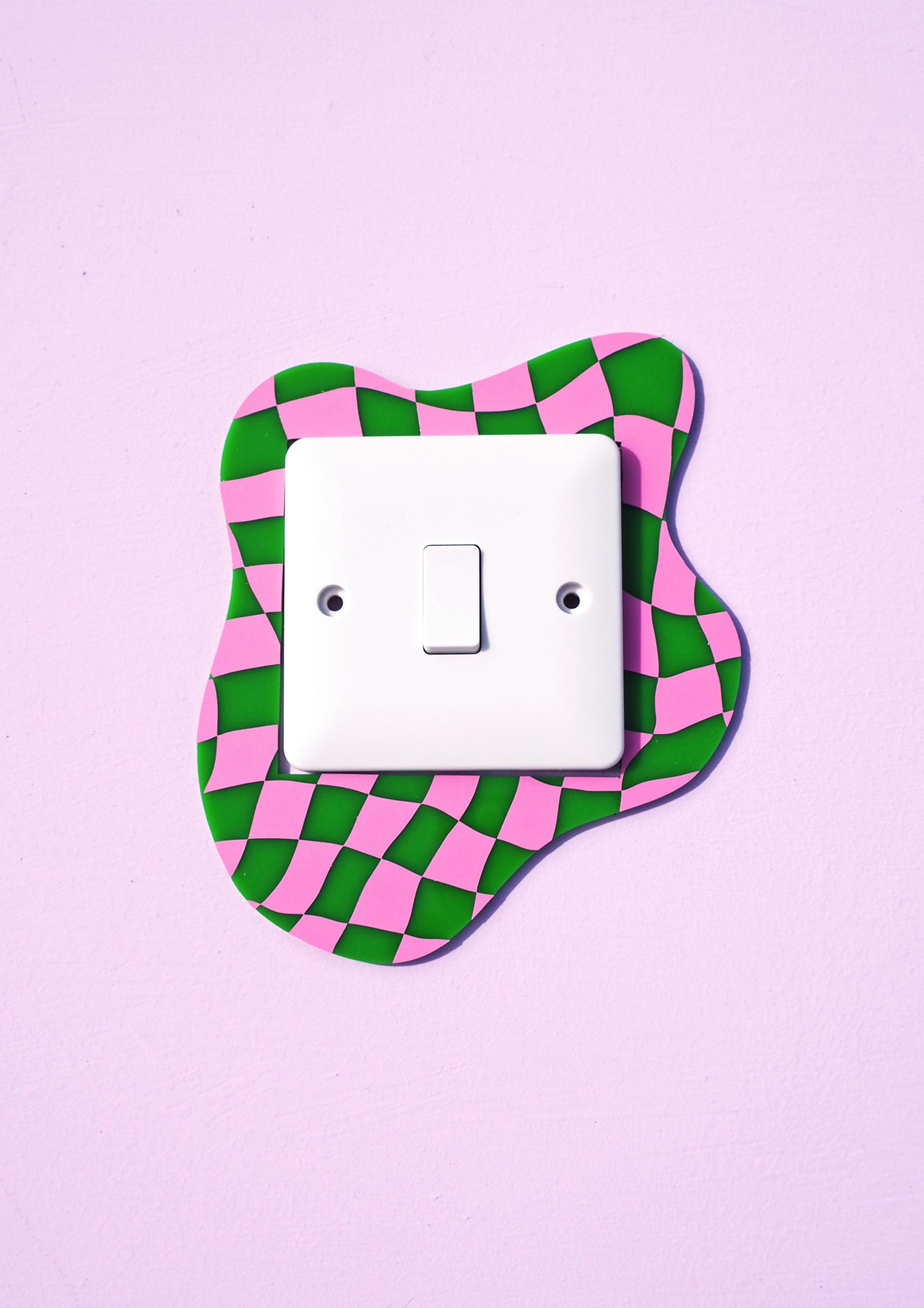 Pink & Green Checkerboard Light Switch - Etsy