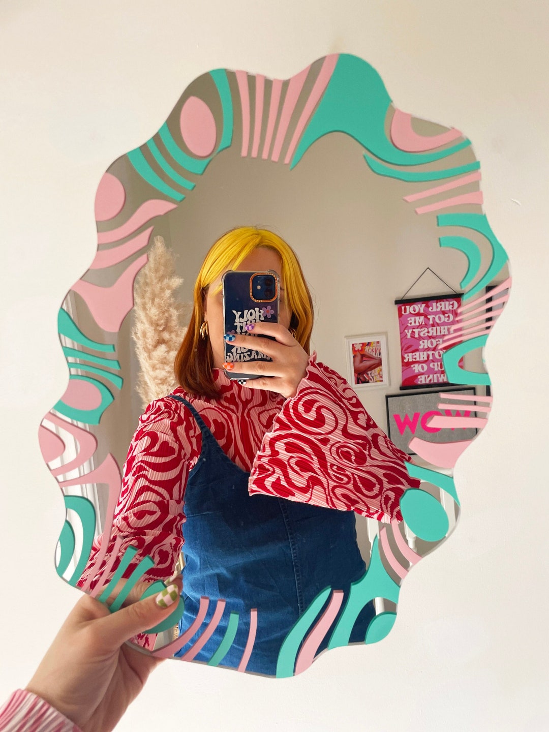 Pastel Pink & Blue Marbling Wavy Mirror - Etsy