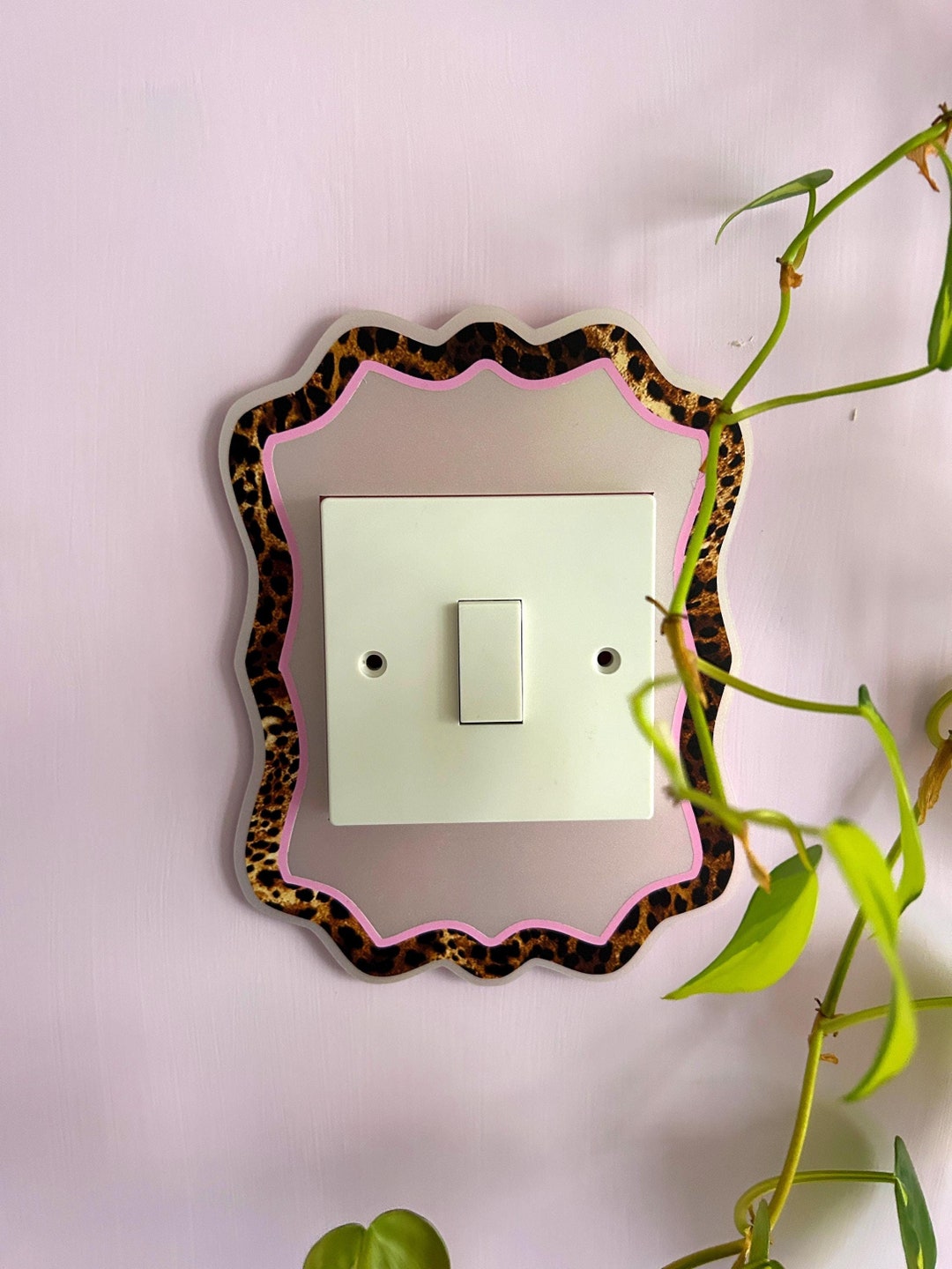 Retro Frame Light Switch Cover - Pastel Pink & Leopard Print - Etsy