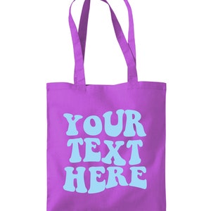 Custom Text Retro Tote Bags, Lots of Colours Available - Build Your Own ...