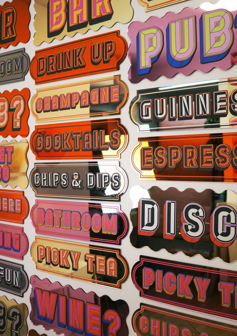 Cocktails Rectangle Mirror Sign - Retro Orange - Etsy