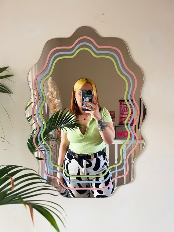 Big Pastel Wavy Mirror - Etsy