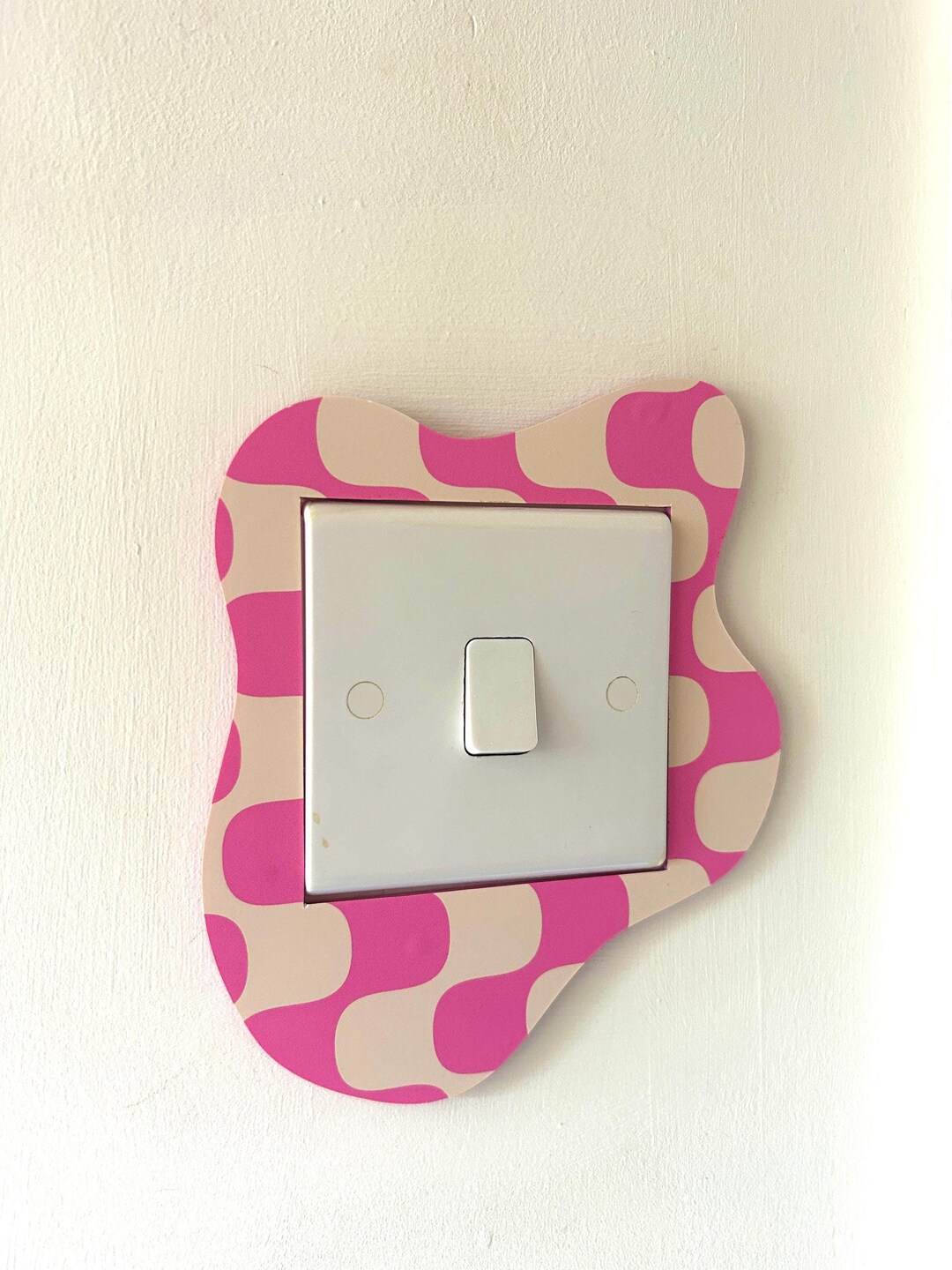 Cream & Pink Retro Wavy Light Switch Cover - Etsy
