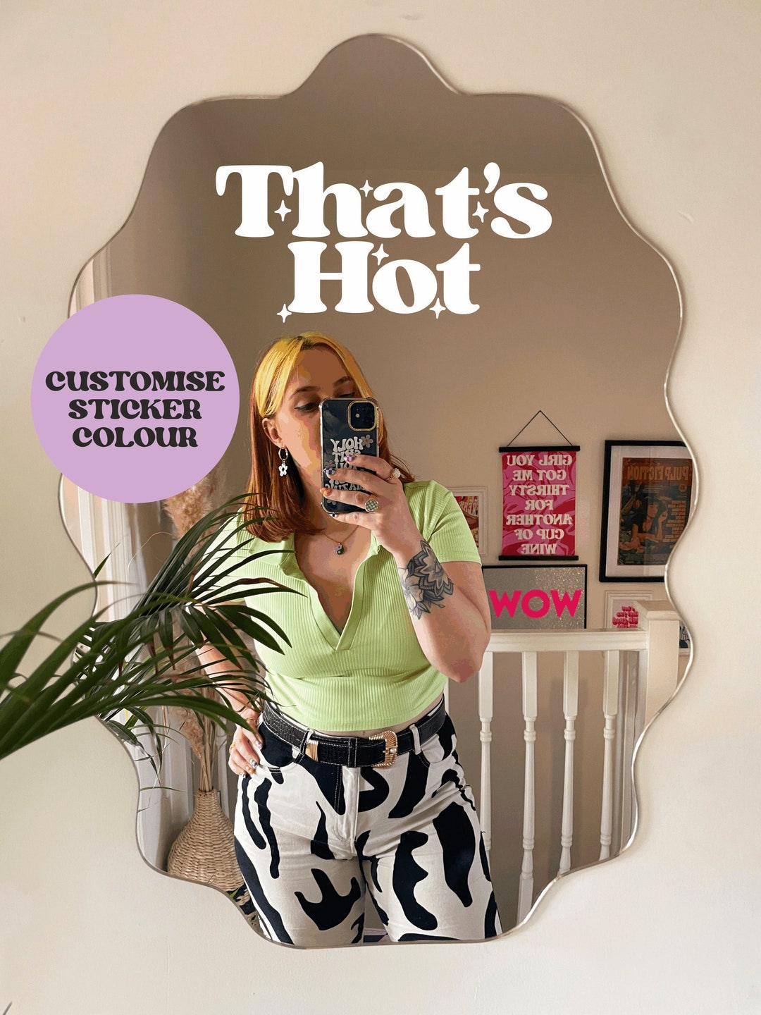 That's Hot Mirror Vinyl Sticker - Customise Colour! - Etsy