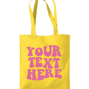 Custom Text Retro Tote Bags, Lots of Colours Available - Build Your Own ...