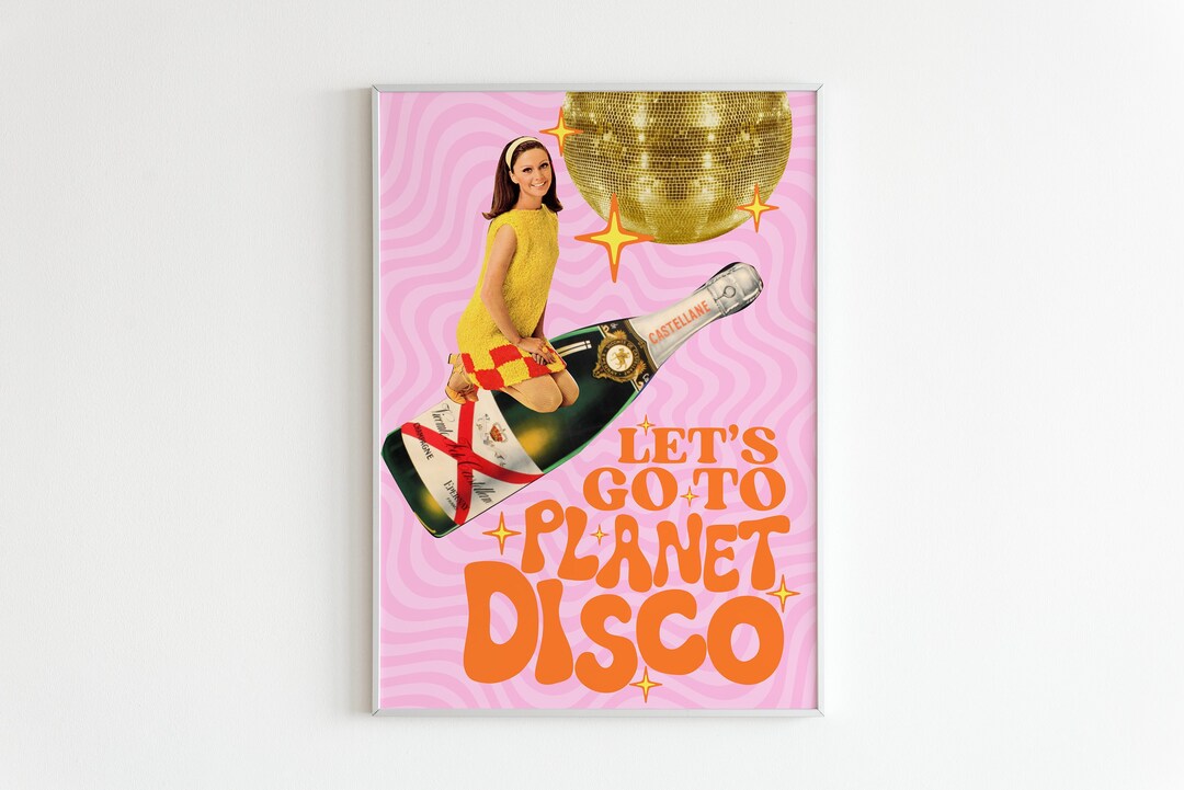 Planet Disco Retro Collage Wall Print - Etsy