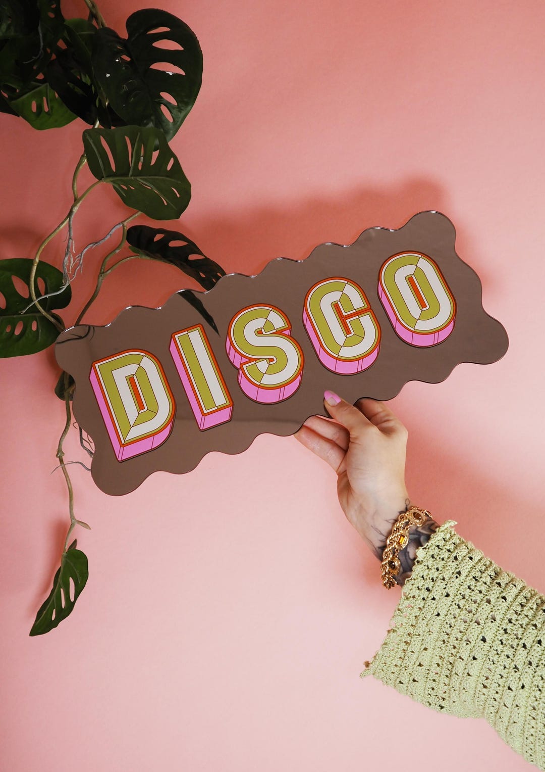 Disco Wavy Mirror Sign - Bold Bronze - Etsy
