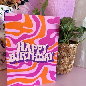 Groovy Happy Birthday Greeting Card - Etsy